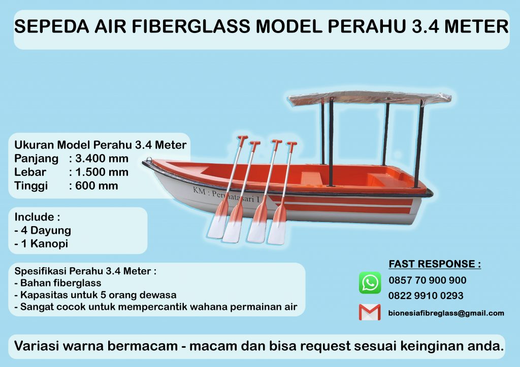 Perahu Fiberglass 3.4 Meter - Jual Septic Tank Fiberglass Termurah