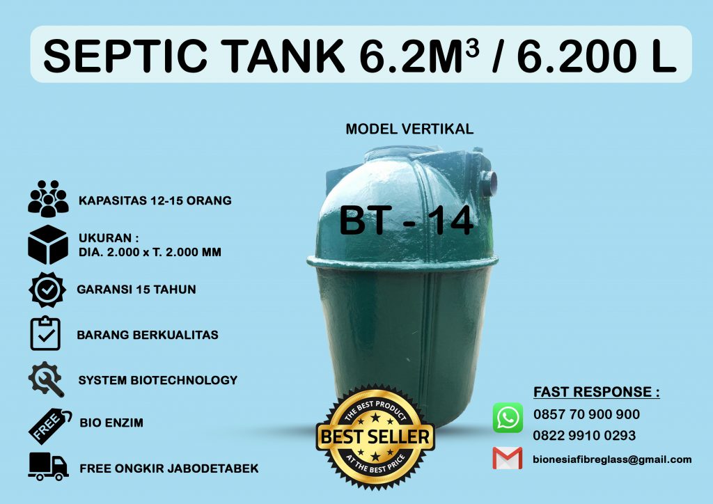Septic Tank 6.200 Liter (Tipe BT) - Jual Septic Tank Fiberglass Termurah