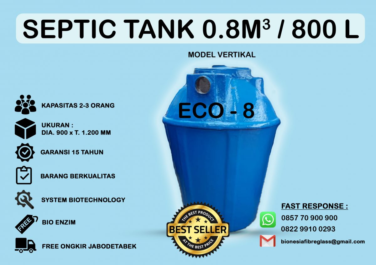 Septic Tank 800 Liter (Tipe ECO) - Jual Septic Tank Fiberglass Termurah