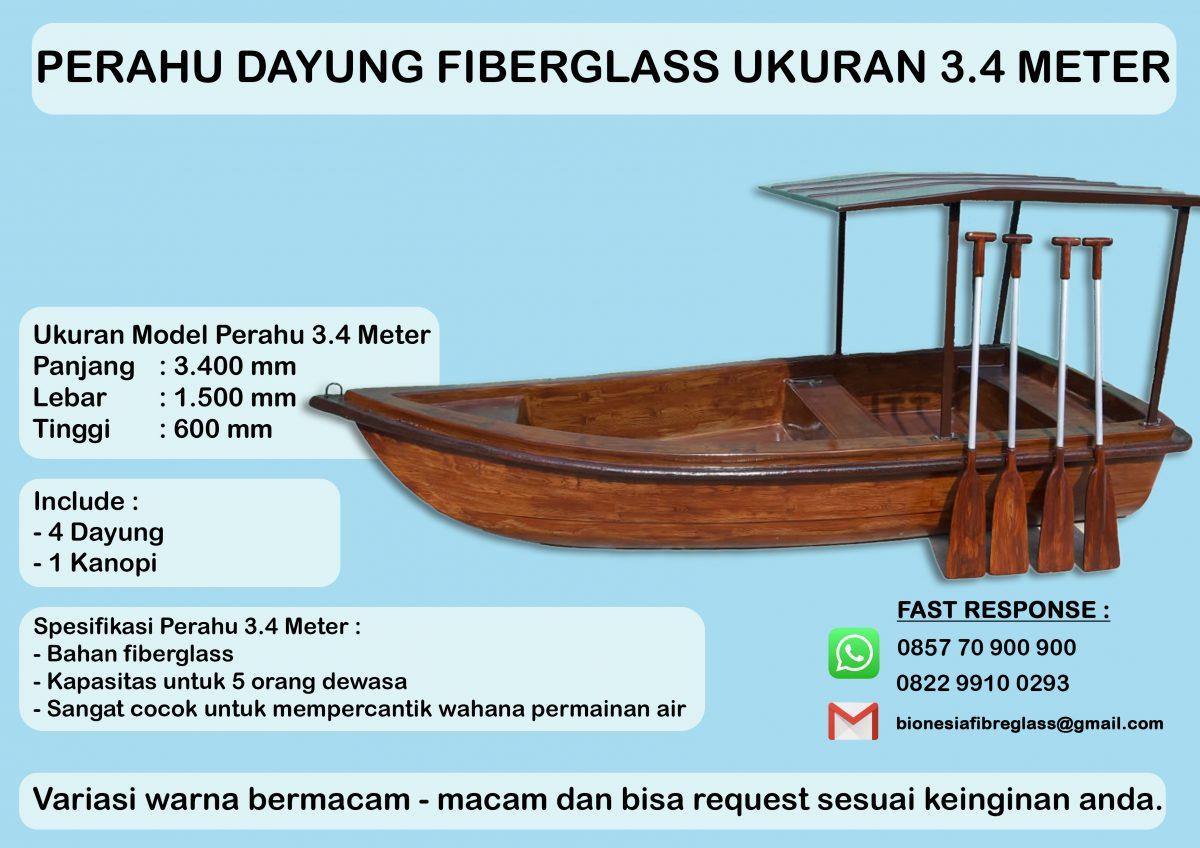 Perahu Fiberglass 3.4 Meter Motif Urat Kayu - Jual Septic Tank ...
